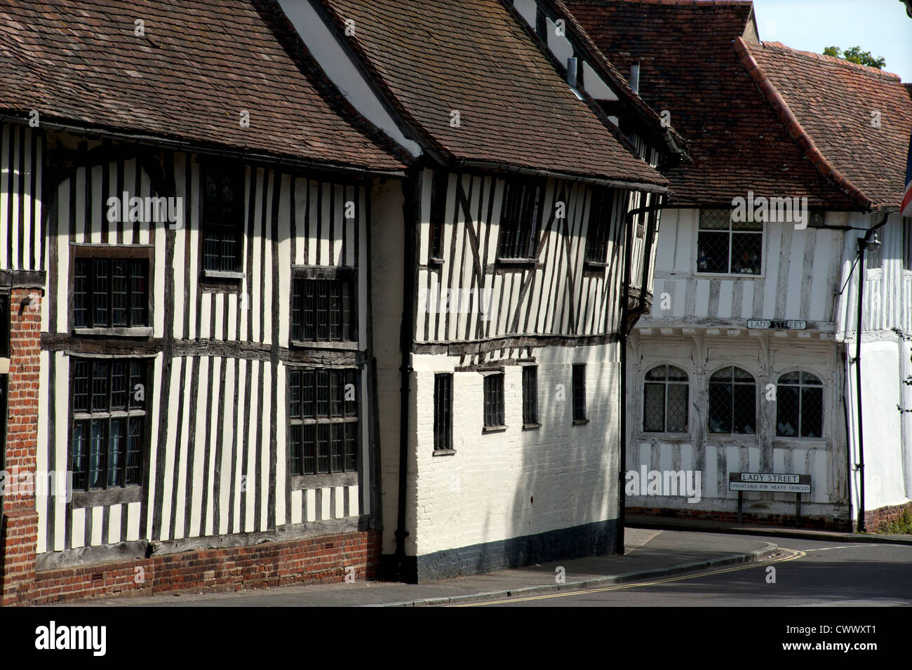 Lavenham, a pretty rural town with many timber framed houses, in ...