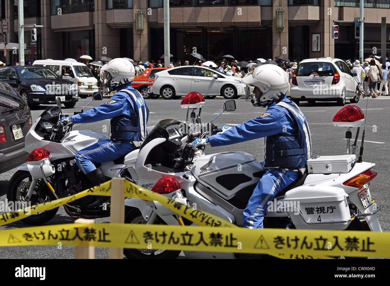 2 policemen on motorcycles in Ginza district (Tokyo, Japan Stock Photo ...