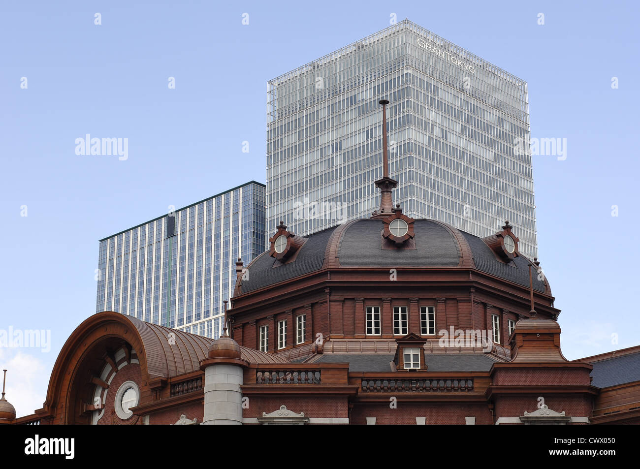 Partial view of renovated Tokyo Station Building with GranTokyo tower ...
