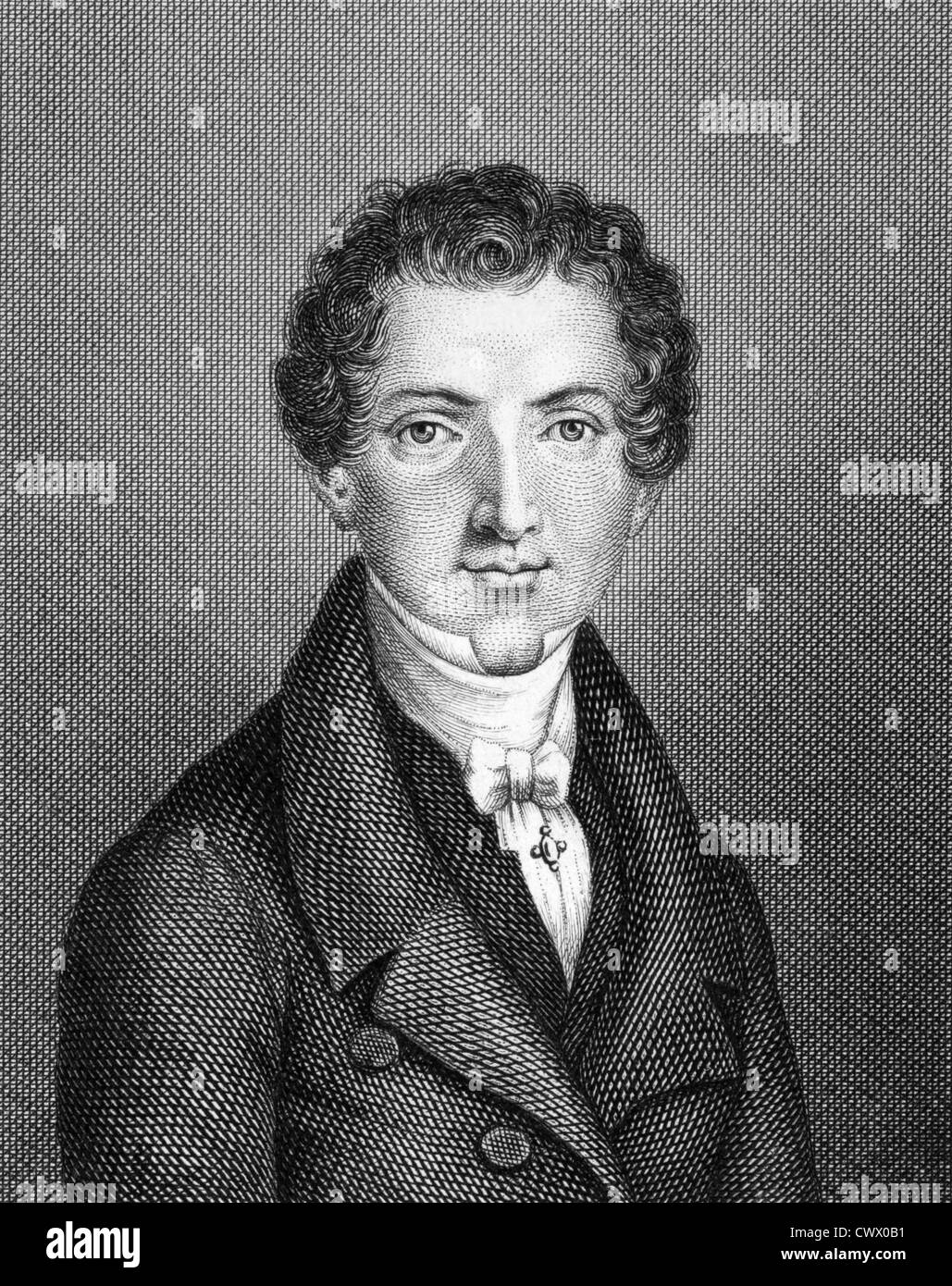 Wilhelm Hauff (1802-1827) on engraving from 1859. German poet and ...