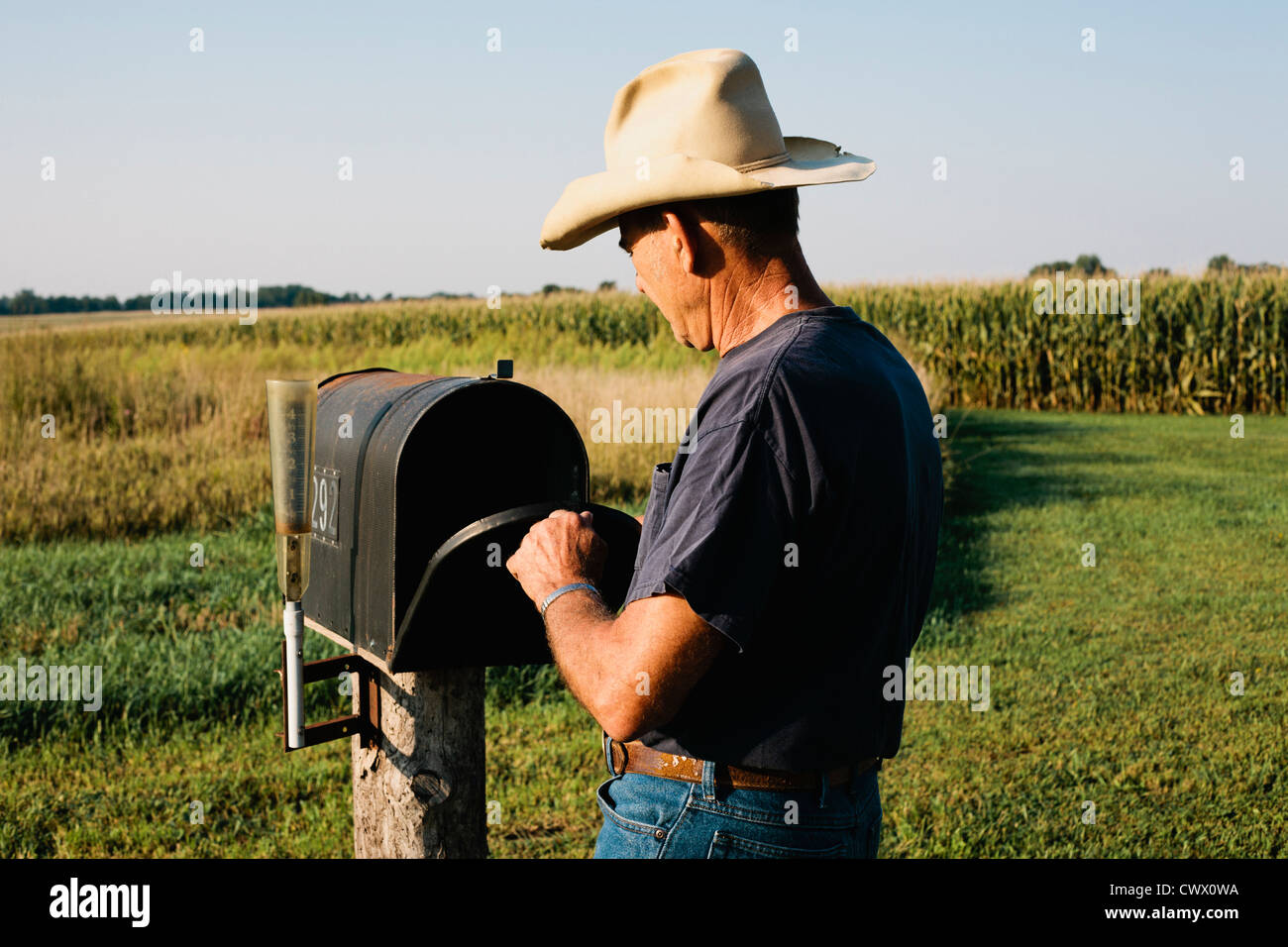 Farmer checking mail box in rural field Stock Photo - Alamy
