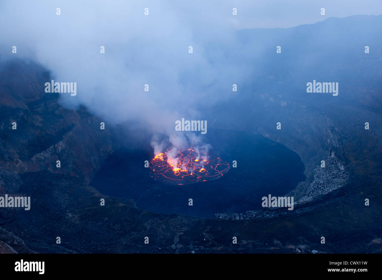 Lava lake, Nyiragongo Volcano, Virunga National Park, DR Congo Stock ...