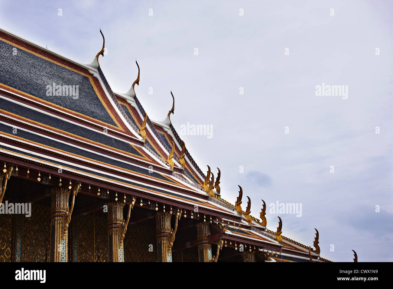 Decorations on ornate temple roof Stock Photo - Alamy