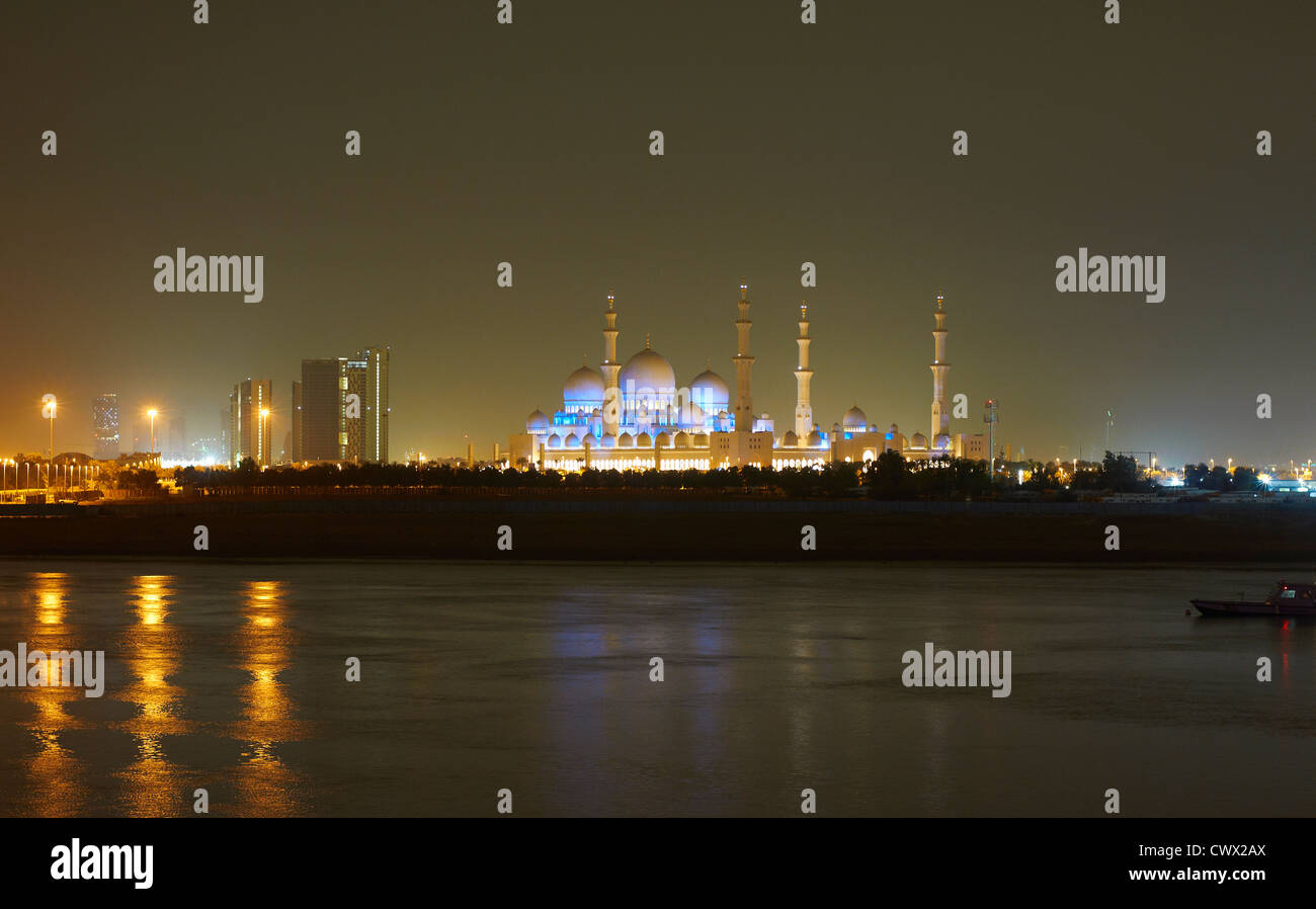 Ornate domed mosque lit up at night Stock Photo - Alamy