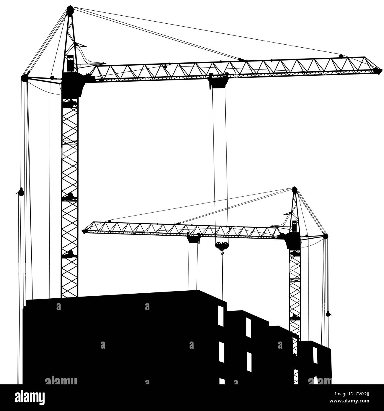 Tower cranes on site Black and White Stock Photos & Images - Alamy
