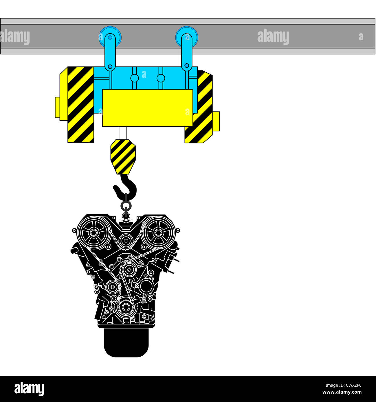 Device for lifting the engine for repair. Vector illustration Stock ...