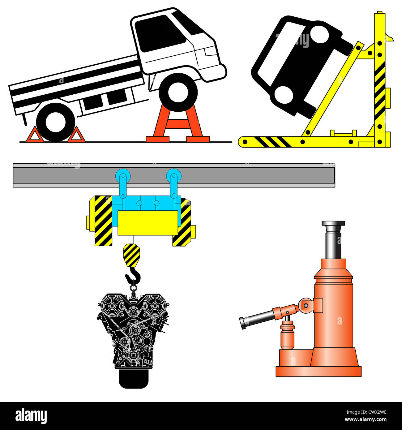 Set device for lifting a car repair. Vector illustration Stock Photo ...