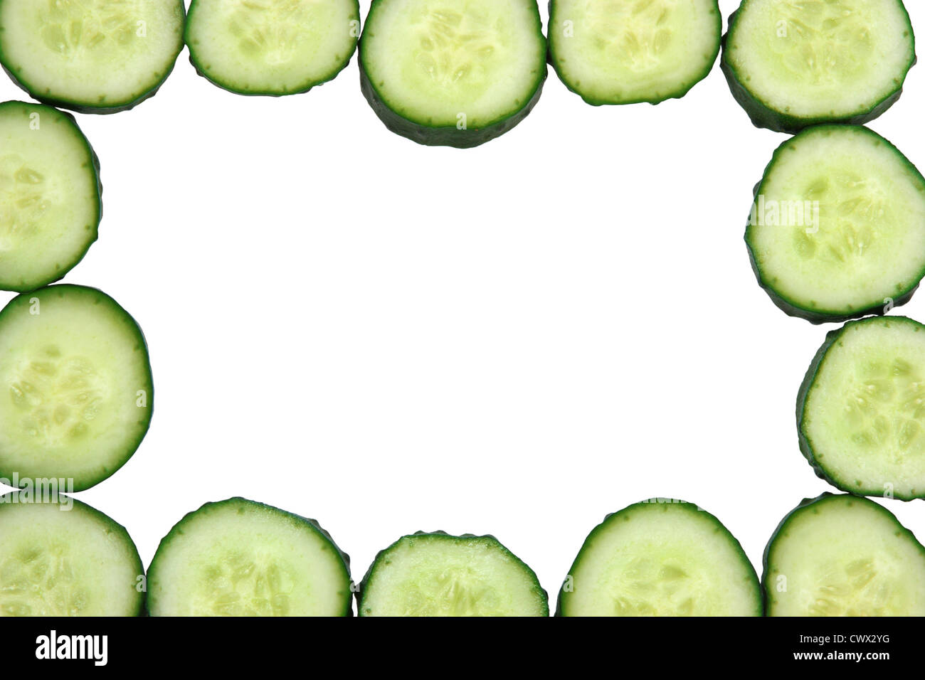 Framed with cucumbers isolated on white background Stock Photo - Alamy