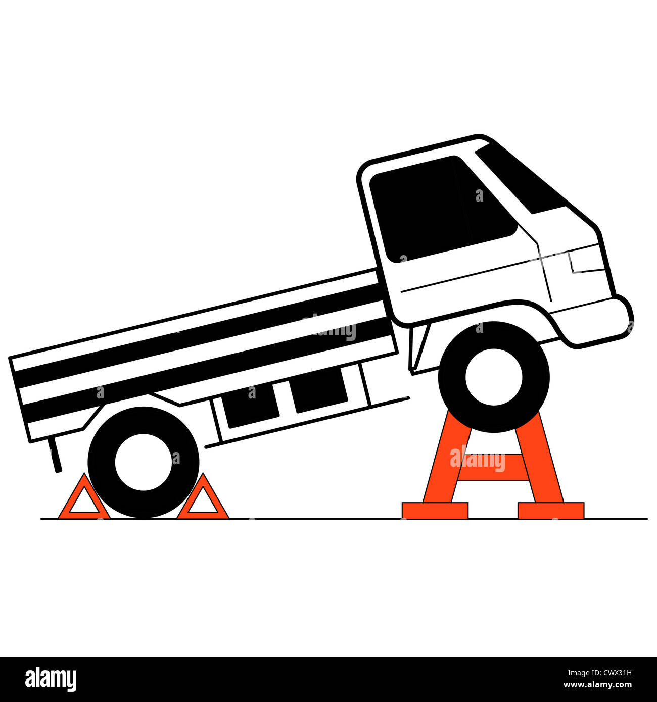 Device for lifting a car repair. Vector illustration Stock Photo - Alamy
