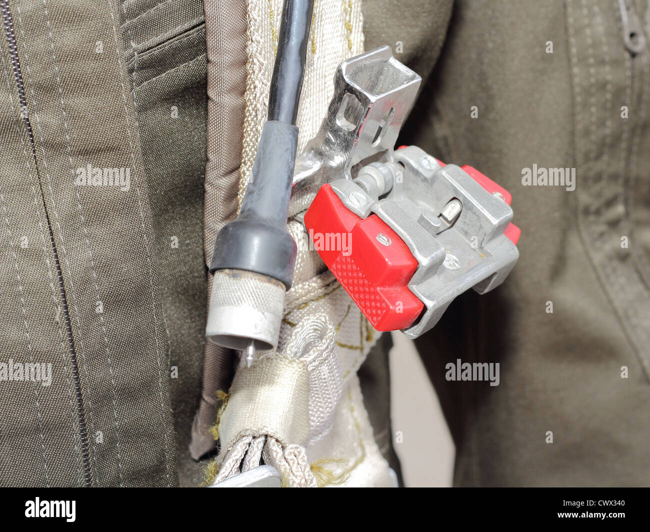 Clothing, harness military pilot in a green jumpsuit Stock Photo - Alamy