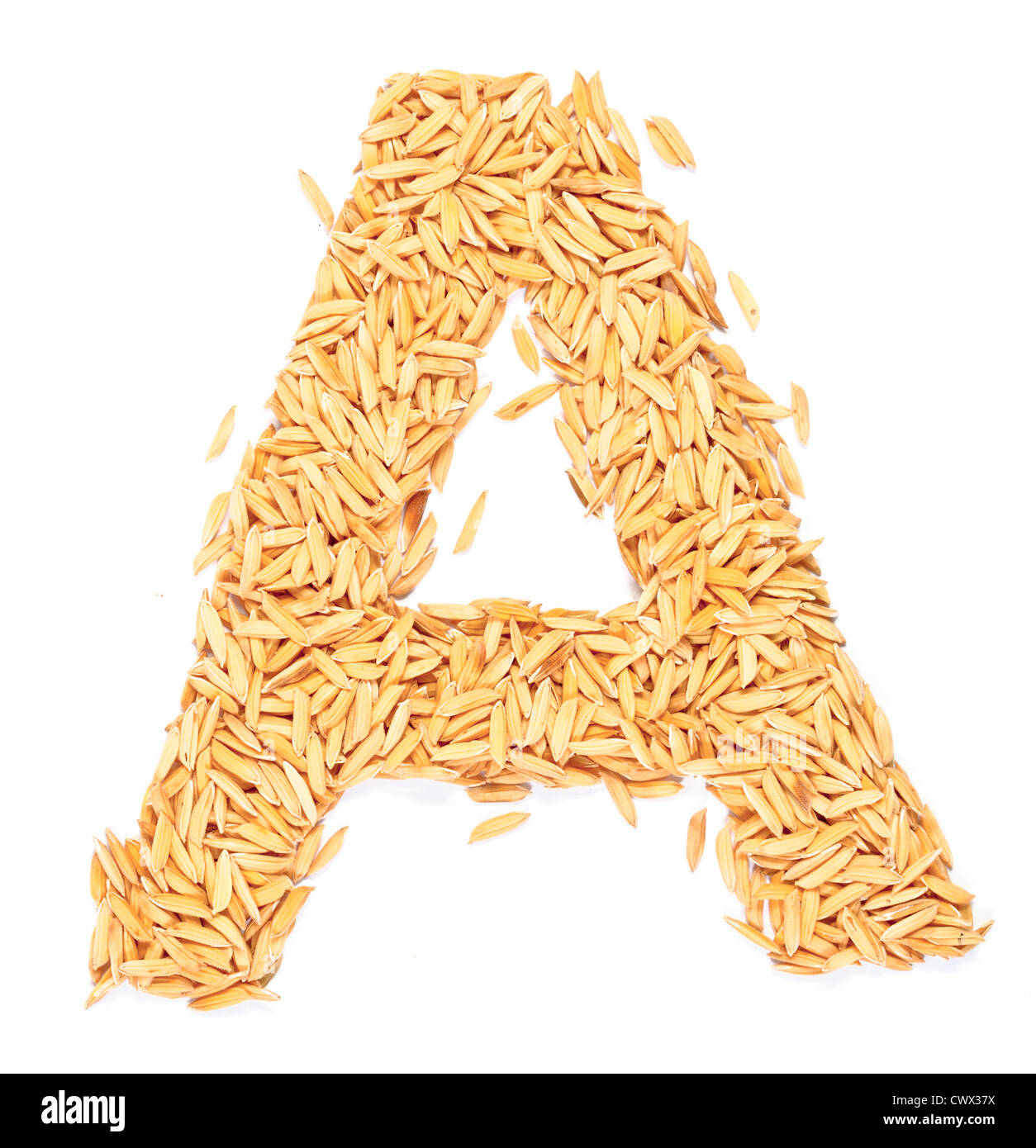 a, alphabet,Letter from Paddy rice on white Stock Photo - Alamy
