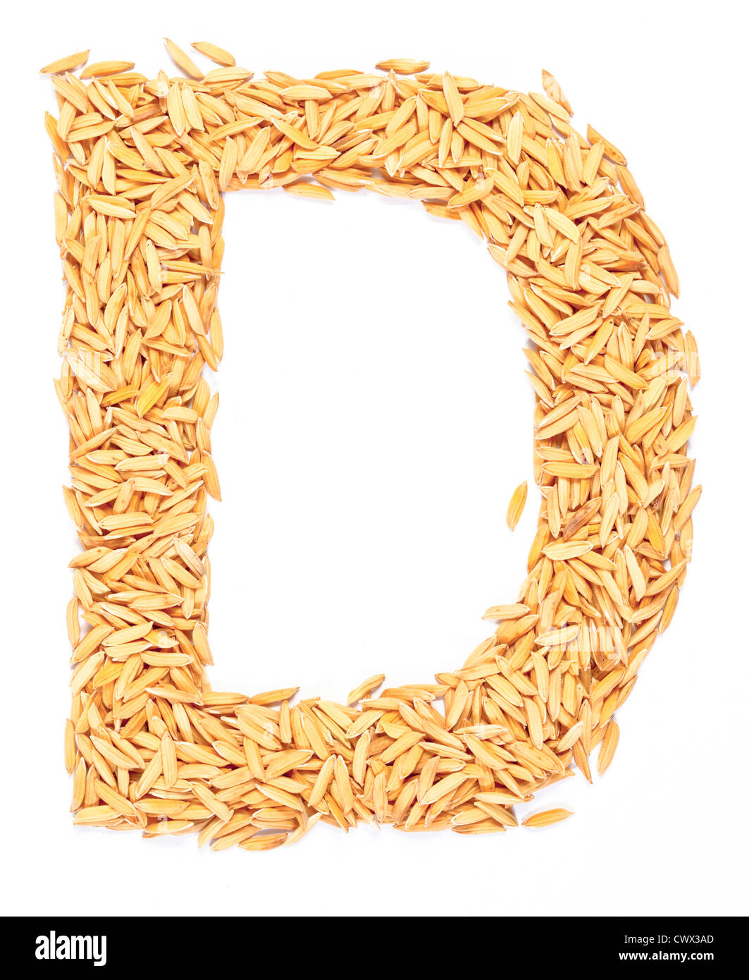 d, alphabet,Letter from Paddy rice on white Stock Photo - Alamy