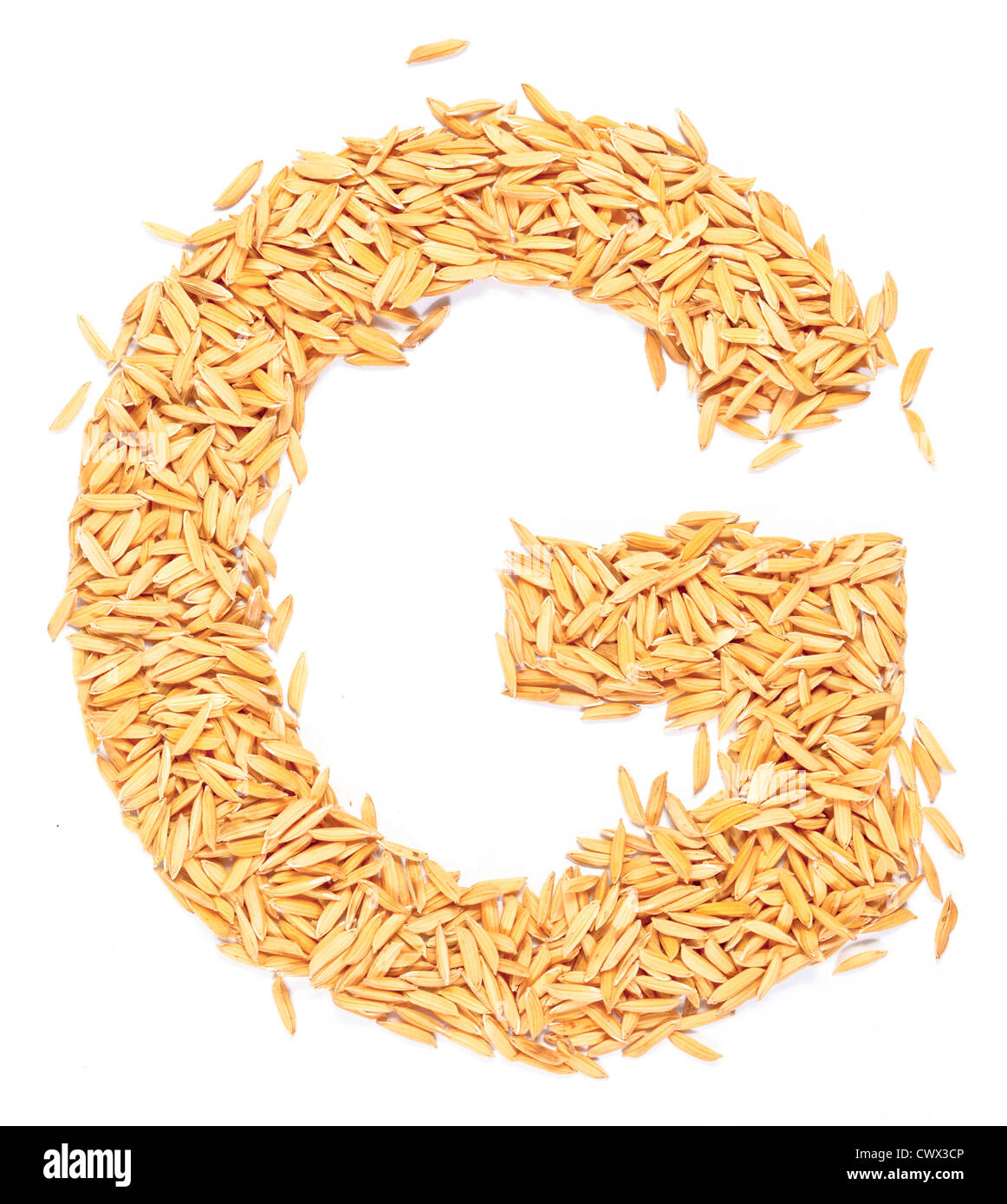 g,alphabet,Letter from Paddy rice on white Stock Photo - Alamy