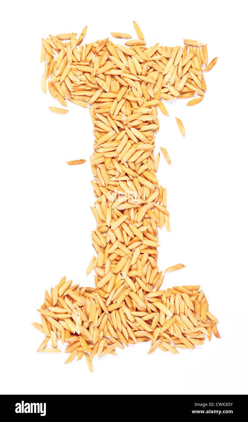 i, alphabet,Letter from Paddy rice on white Stock Photo - Alamy