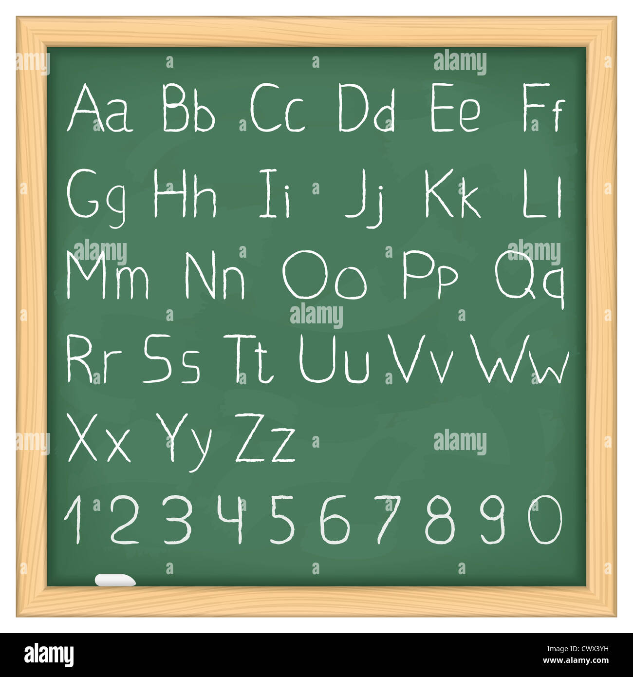 Simple hand drawn alphabet on blackboard Stock Photo - Alamy