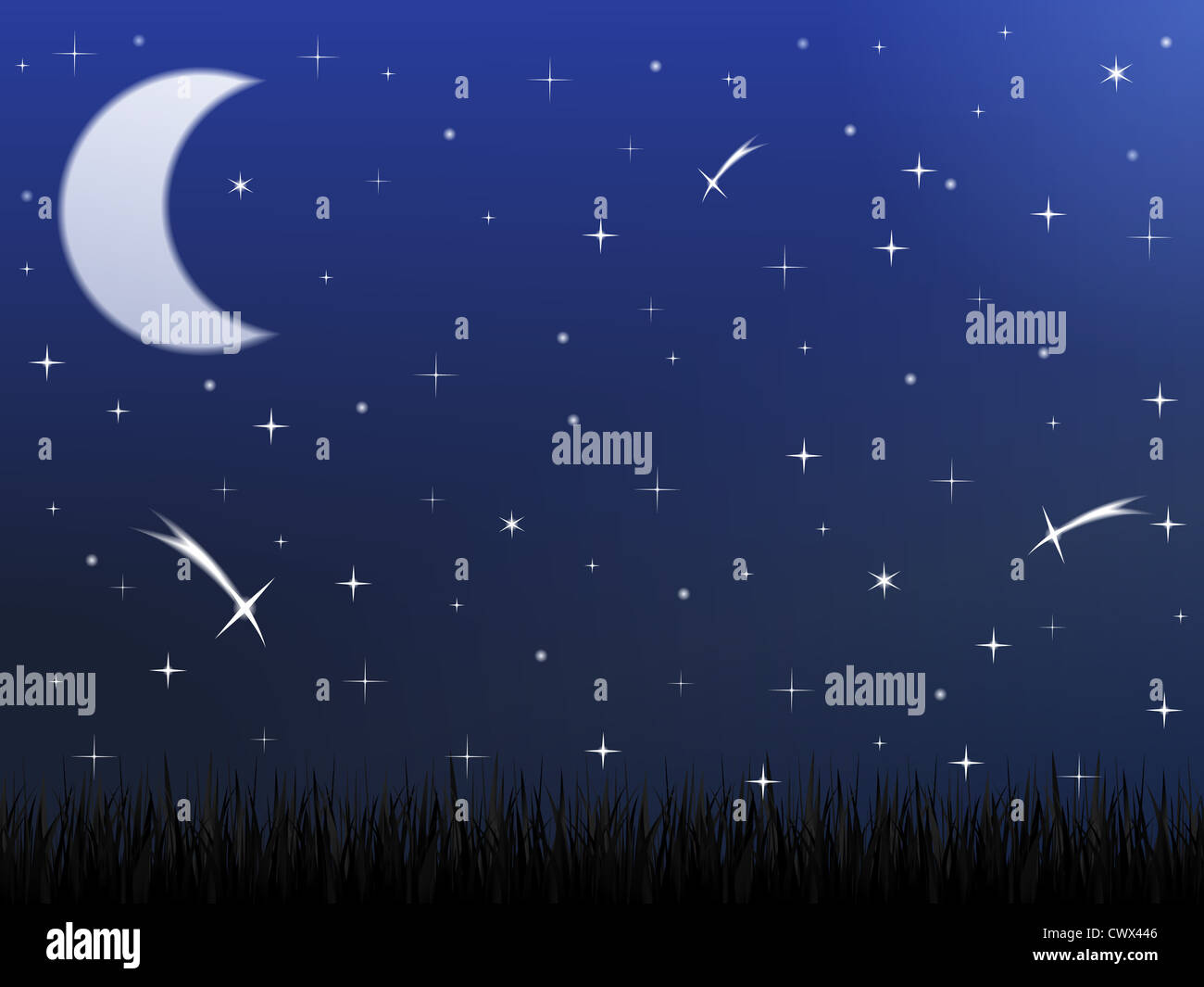 Night sky with stars and moon Stock Photo - Alamy