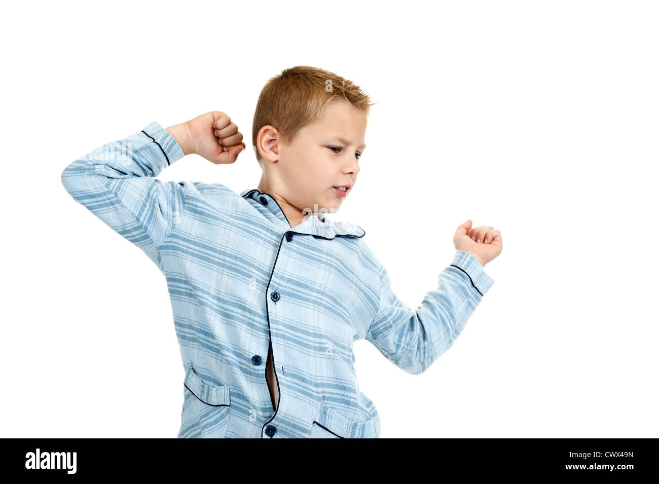 little boy in pajamas. Isolated on white Stock Photo - Alamy
