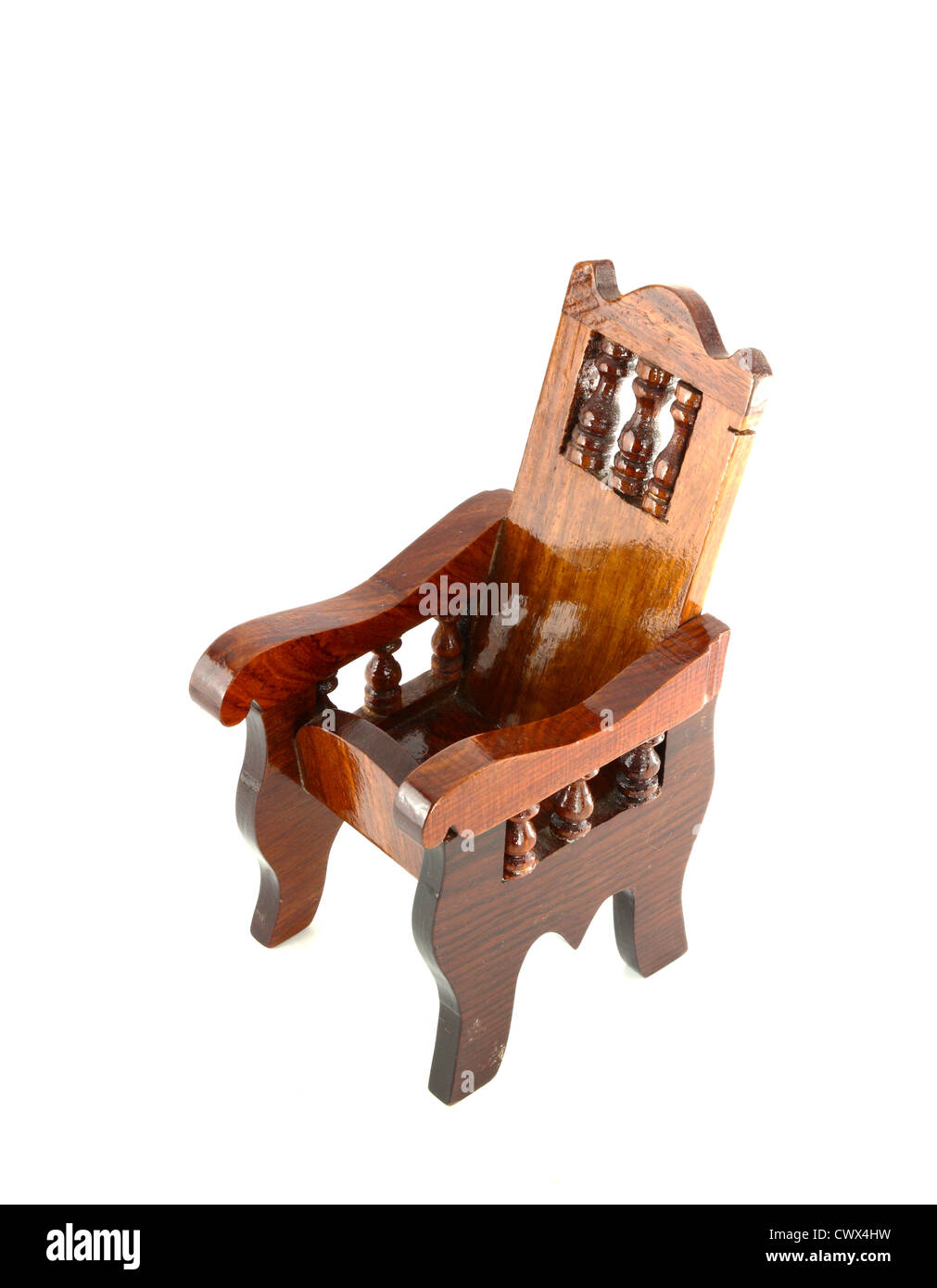Ancient wooden chair on white background Stock Photo - Alamy