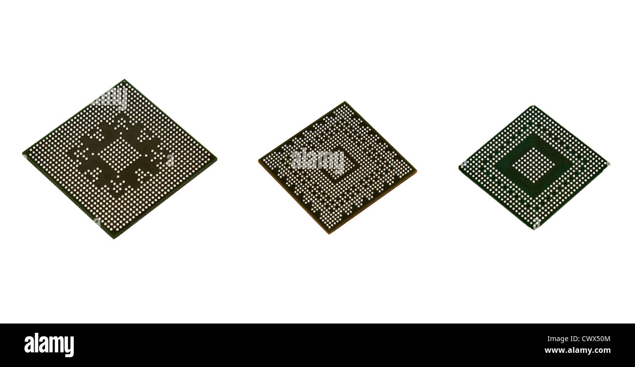 Three Laptop video chips on white background Stock Photo - Alamy