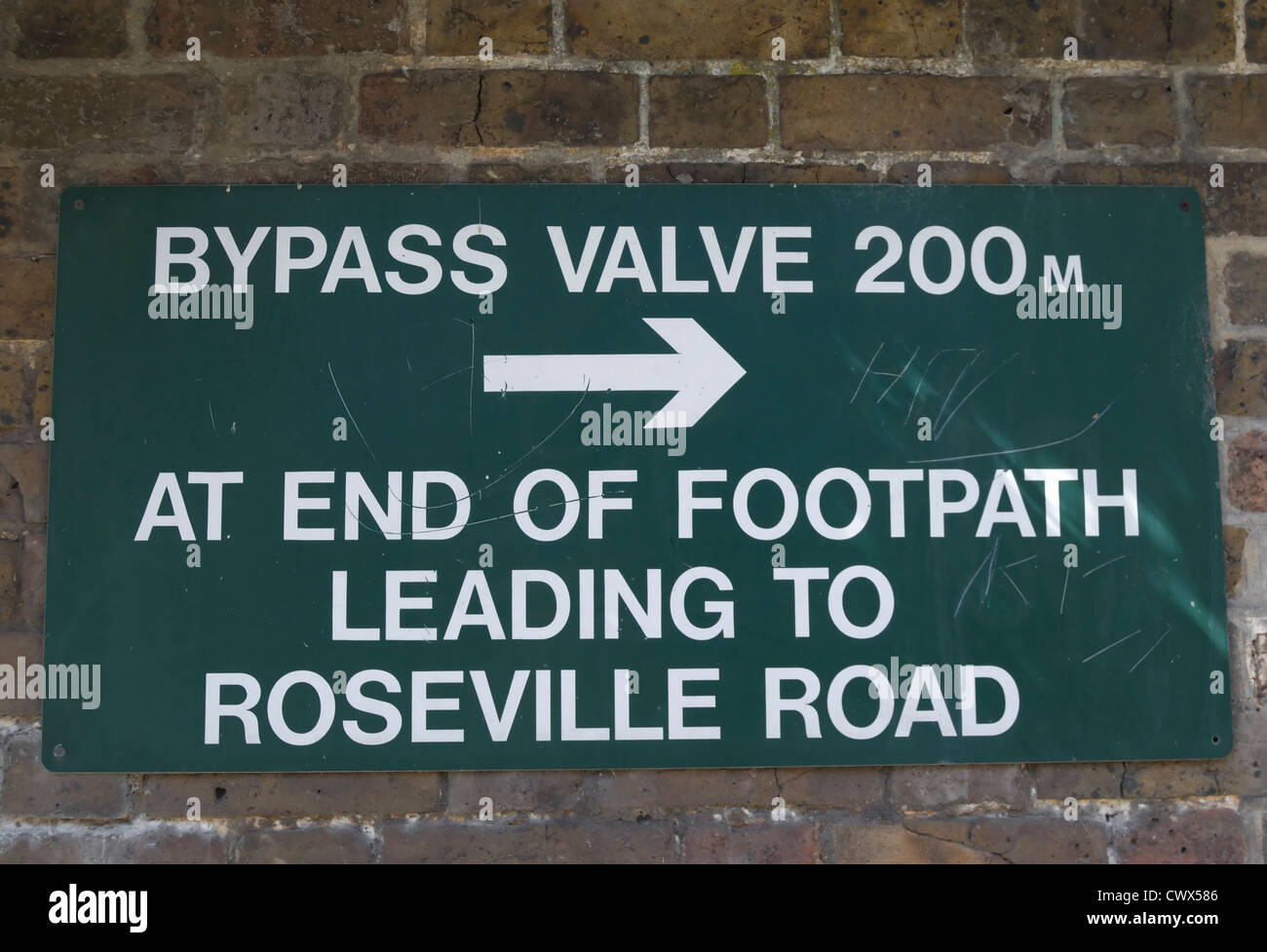 wall sign detailing location of a bypass valve, cranford, middlesex ...