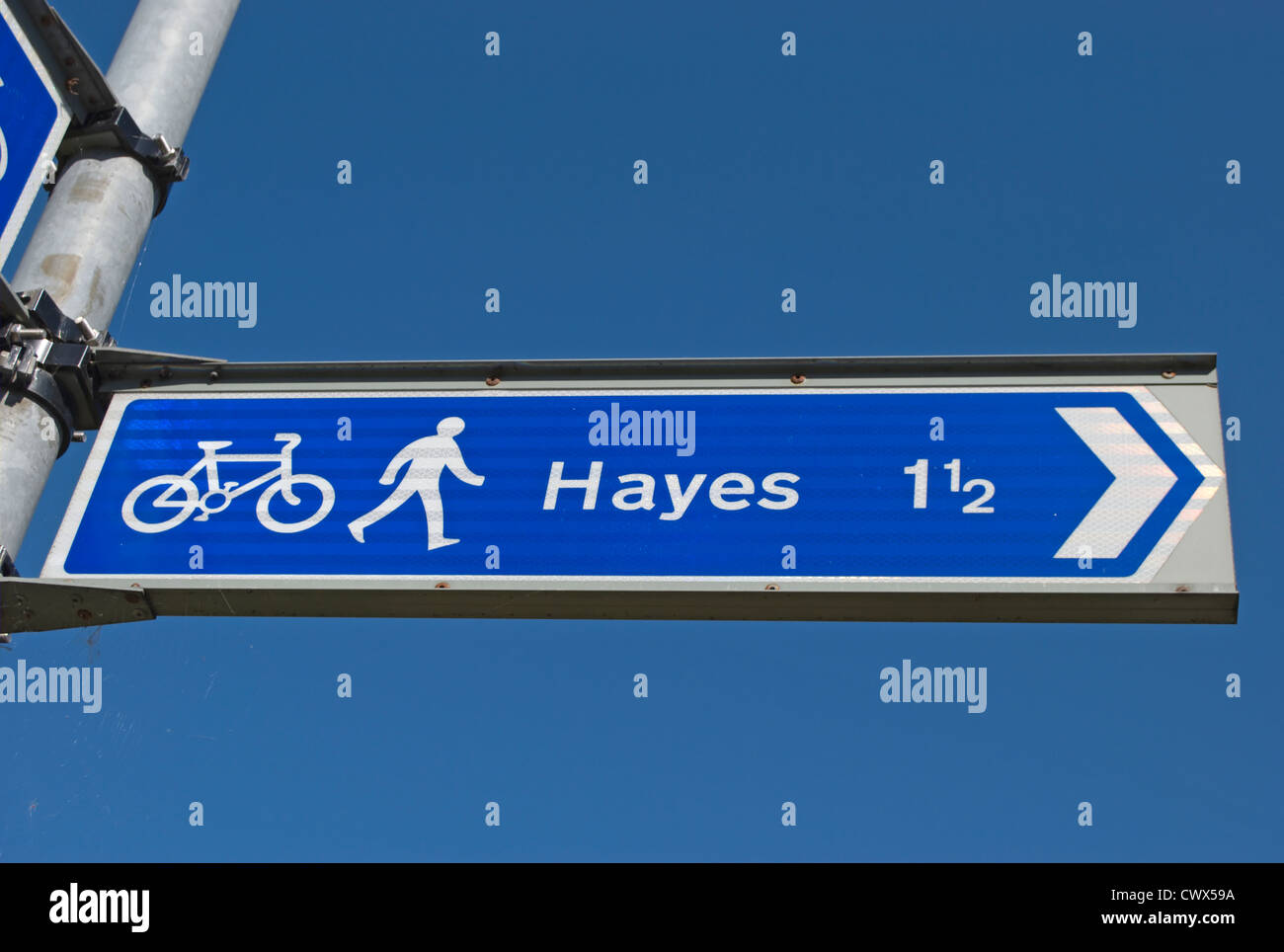 right pointing cycle and walking route sign, showing direction and ...