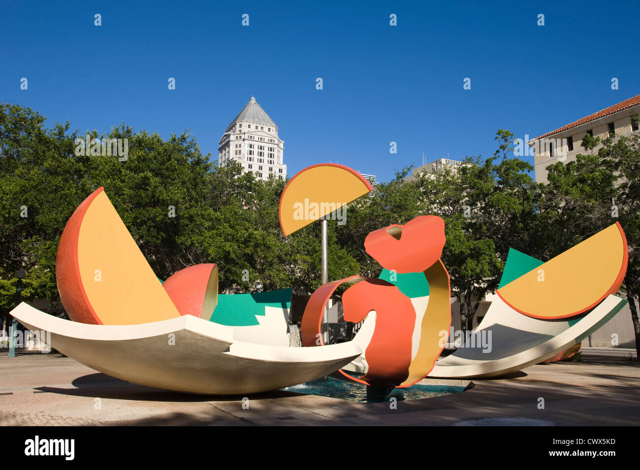 DROPPED BOWL WITH SCATTERED ORANGE SLICES AND PEELS FOUNTAIN METRO DADE ...