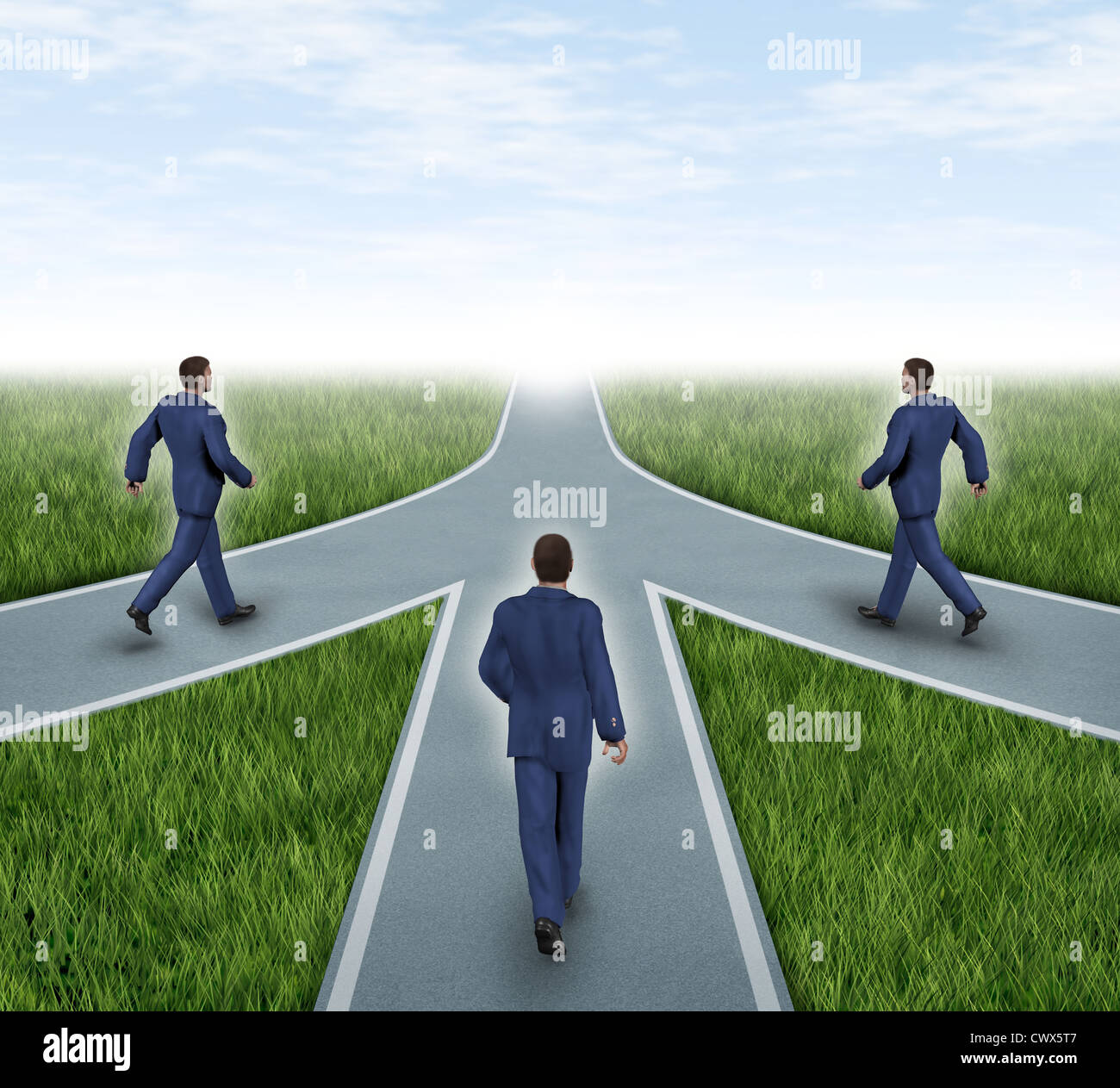 Mergers and partnerships with businessmen converging on the same road ...