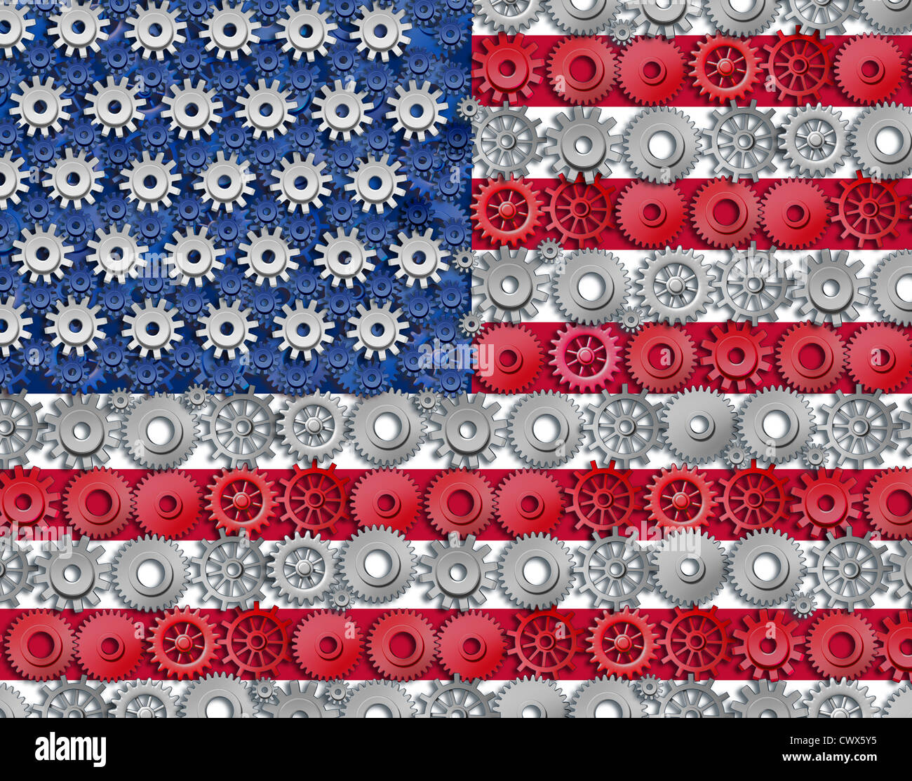 American economy symbol represented by gears and cogs in the shape and ...