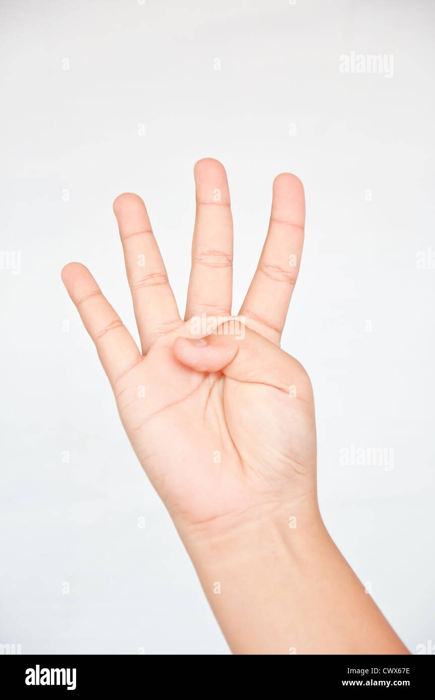 four finger from children hand Stock Photo - Alamy