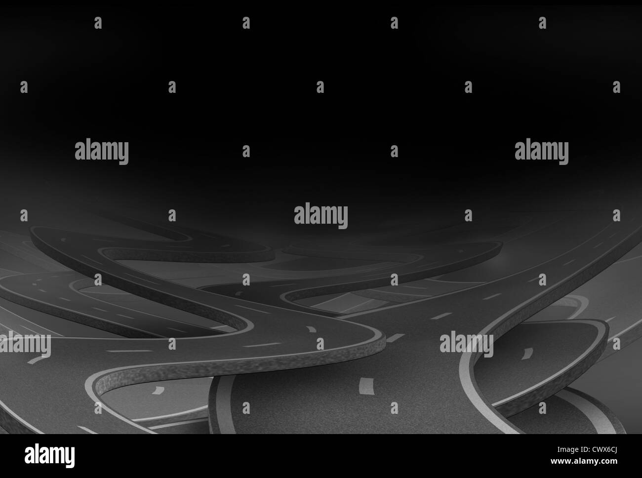 Lost and confused symbol in black fog representing dilemma and concept ...
