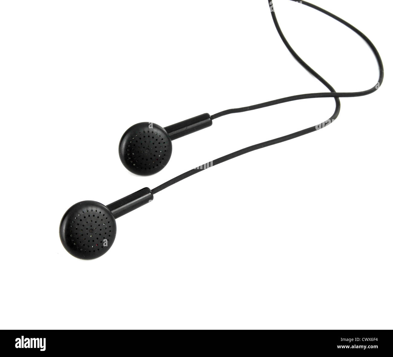 Modern portable audio earphones, isolated on a white background Stock ...