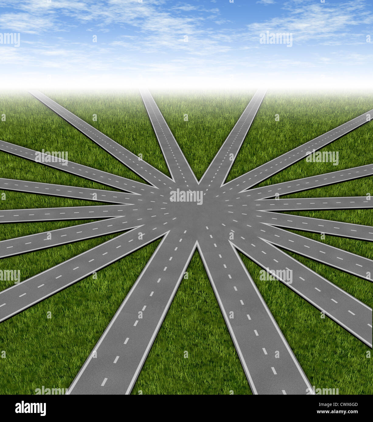 Choices and strategies symbol represented by a network of roads and ...