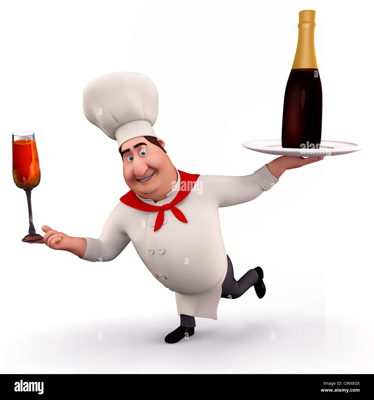 happy chef with beer bottle Stock Photo - Alamy