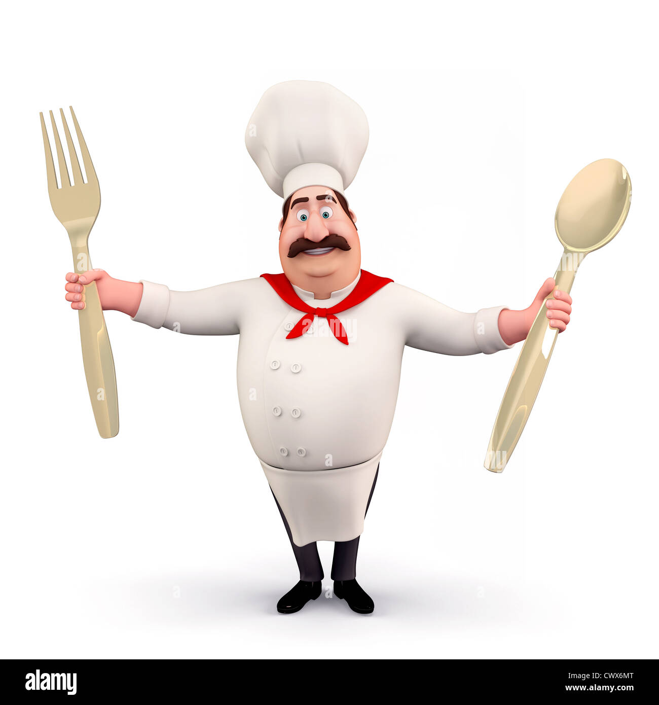 chef with fork and spoon Stock Photo - Alamy