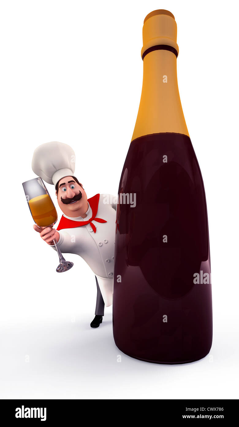happy chef with beer bottle Stock Photo - Alamy