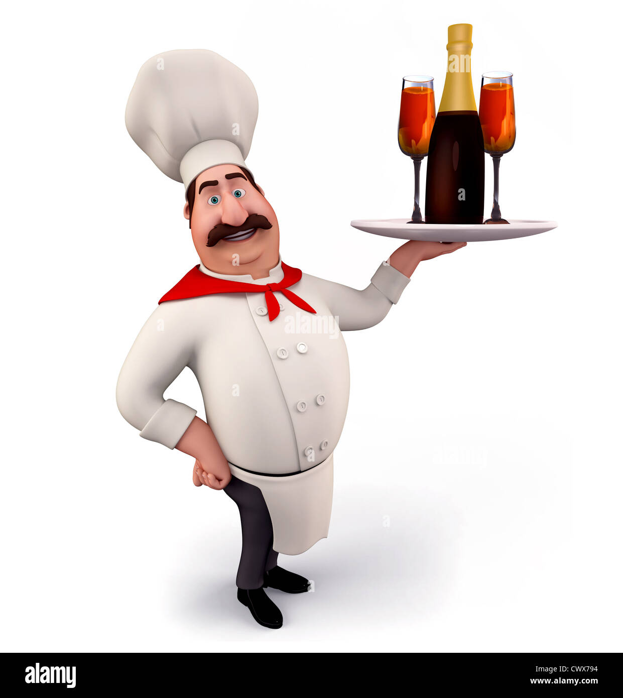 happy chef with beer bottle Stock Photo - Alamy