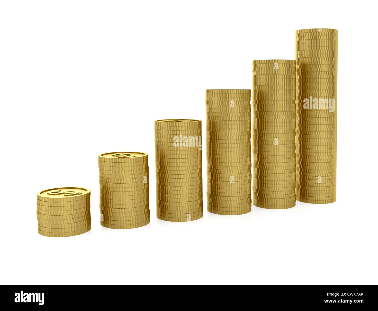 Isolated gold coins stairs Stock Photo - Alamy