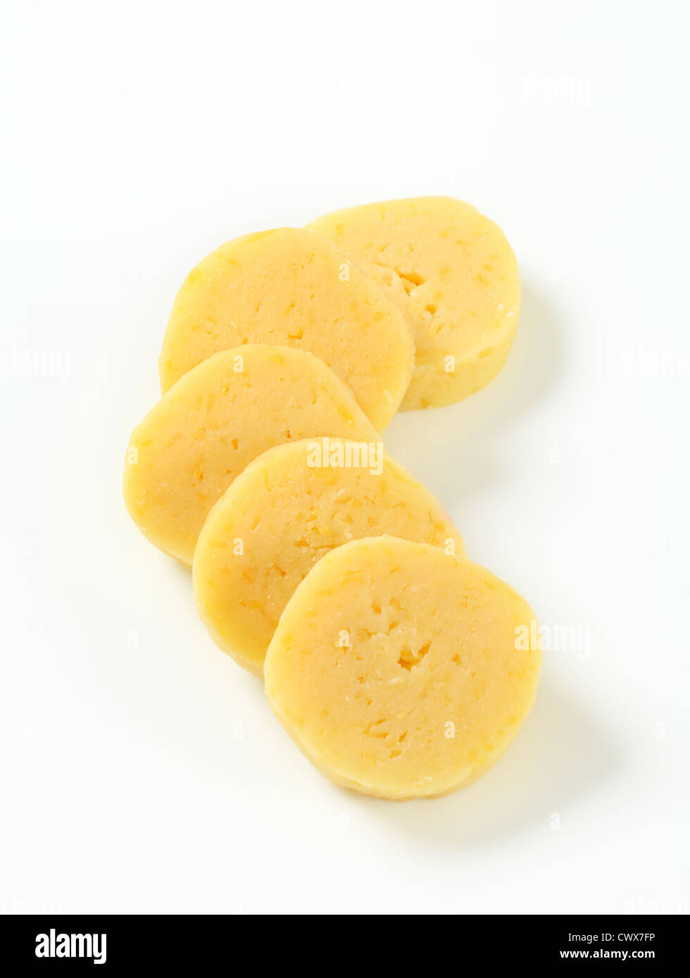 Cooked potato dumpling cut into slices Stock Photo - Alamy