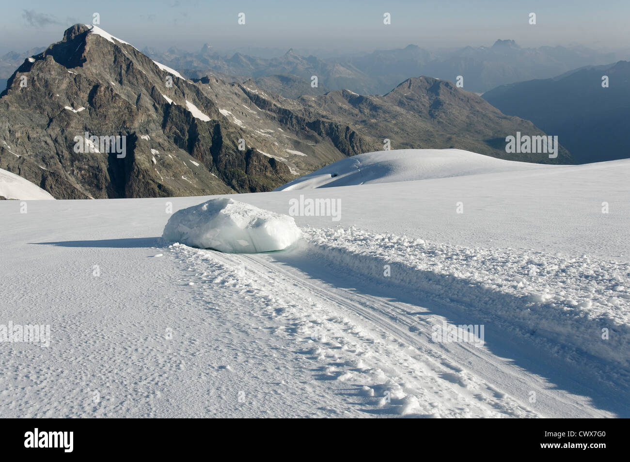 A piece of ice cliff debris in the Bernina alps Stock Photo - Alamy