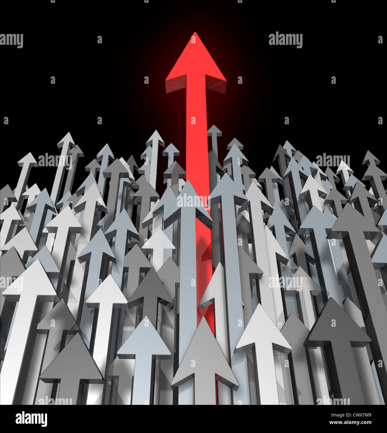 Growth and Success breaking through competition moving up and standing ...