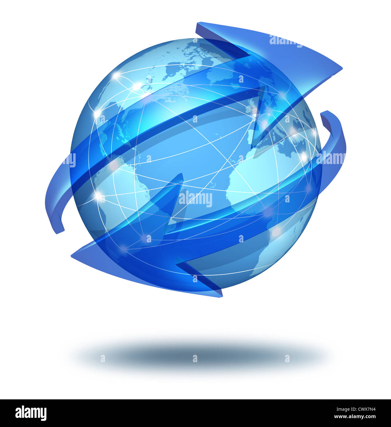 Global communications symbol and connections concept with a blue ...