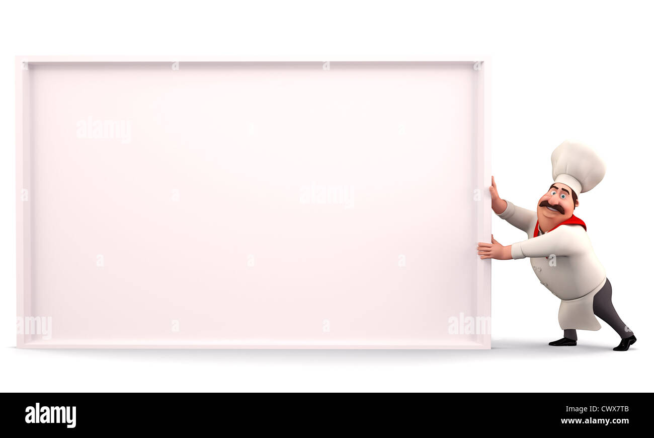 chef with sign Stock Photo - Alamy