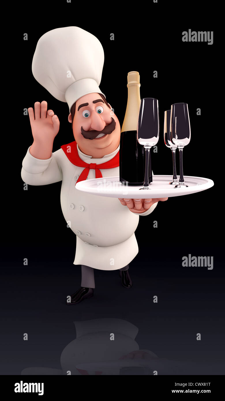 happy chef with beer bottle Stock Photo - Alamy