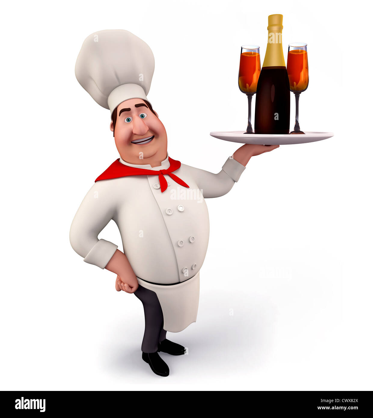 happy chef with beer bottle Stock Photo - Alamy