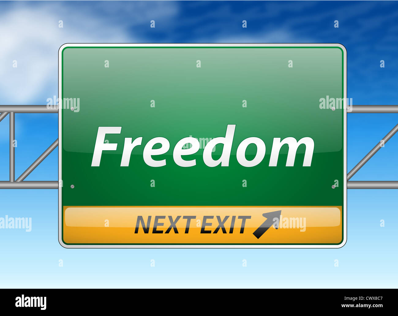 Freedom Freeway Exit Sign on blue sky background Stock Photo - Alamy