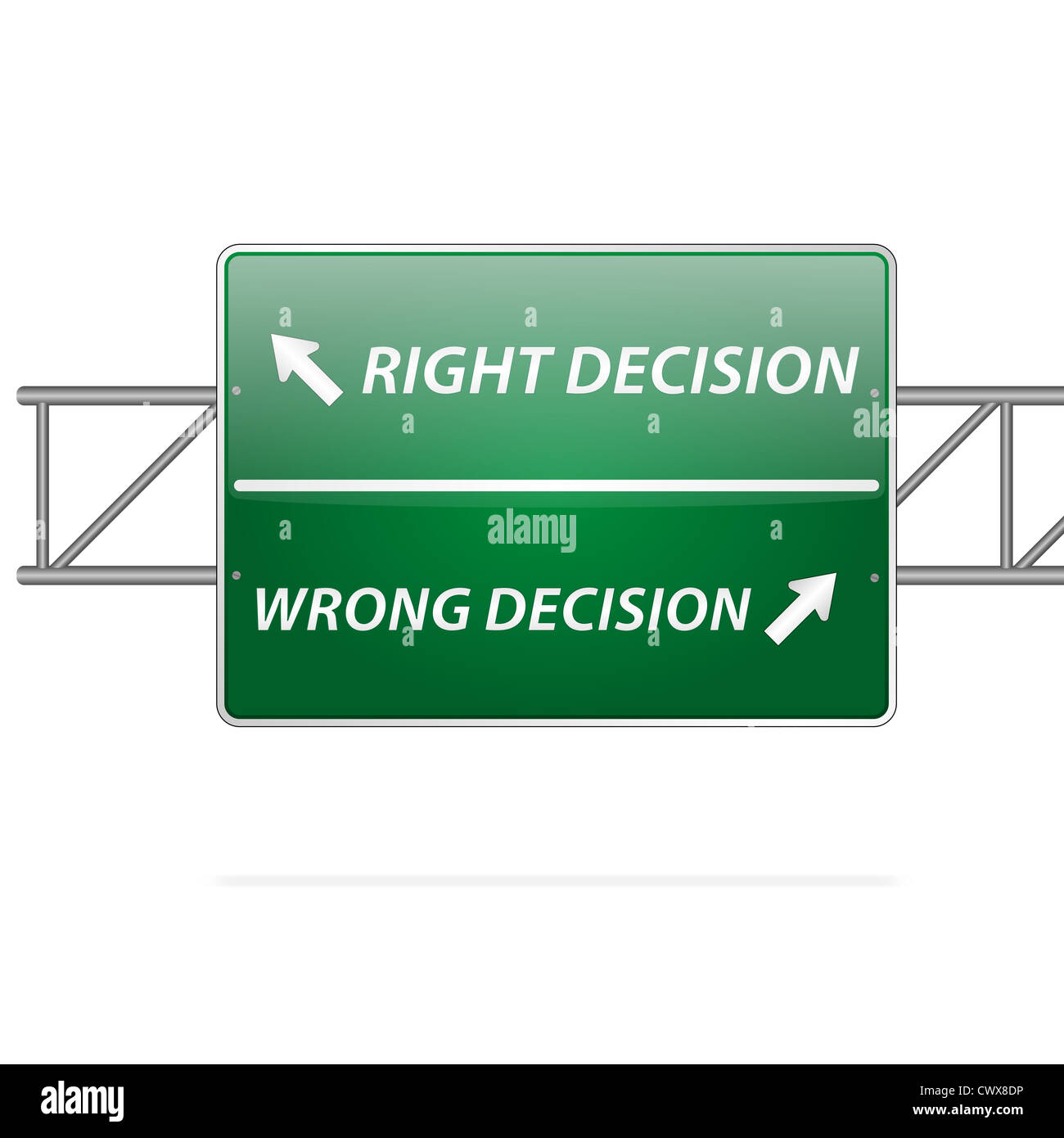 Right and wrong decisions direction board sign Stock Photo - Alamy