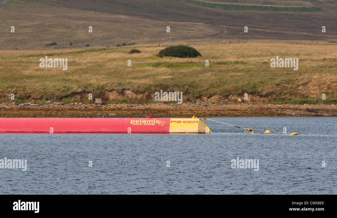 Pelamis P2 wave energy device moored at its Lyness maintenance base in ...