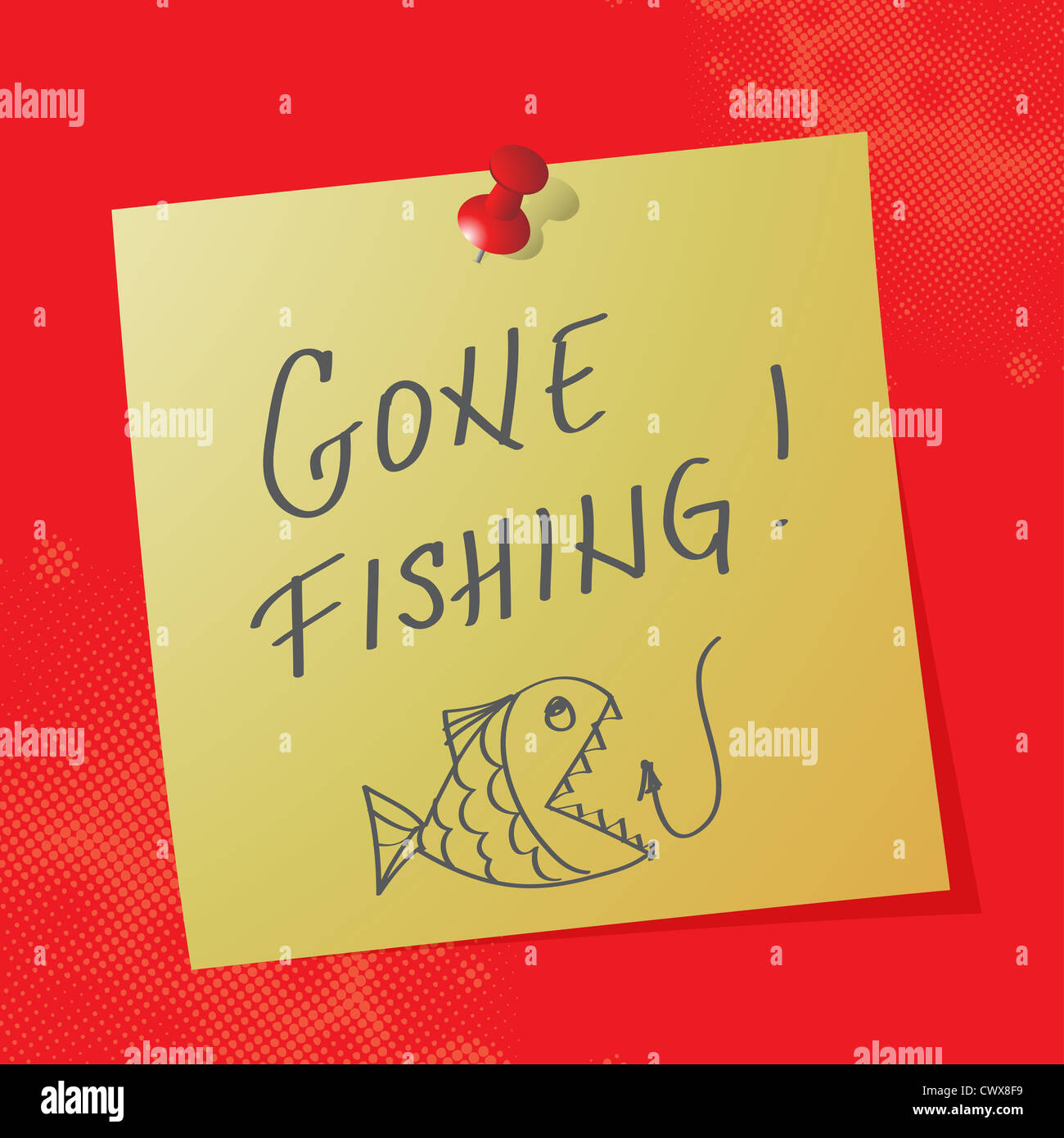 gone fishing handwritten message Stock Photo - Alamy