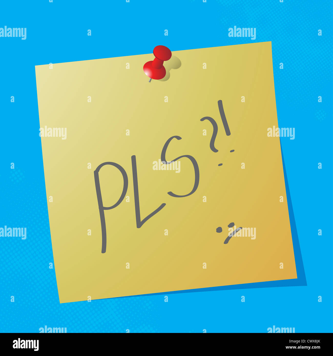 pls handwritten acronym message on sticky paper Stock Photo - Alamy