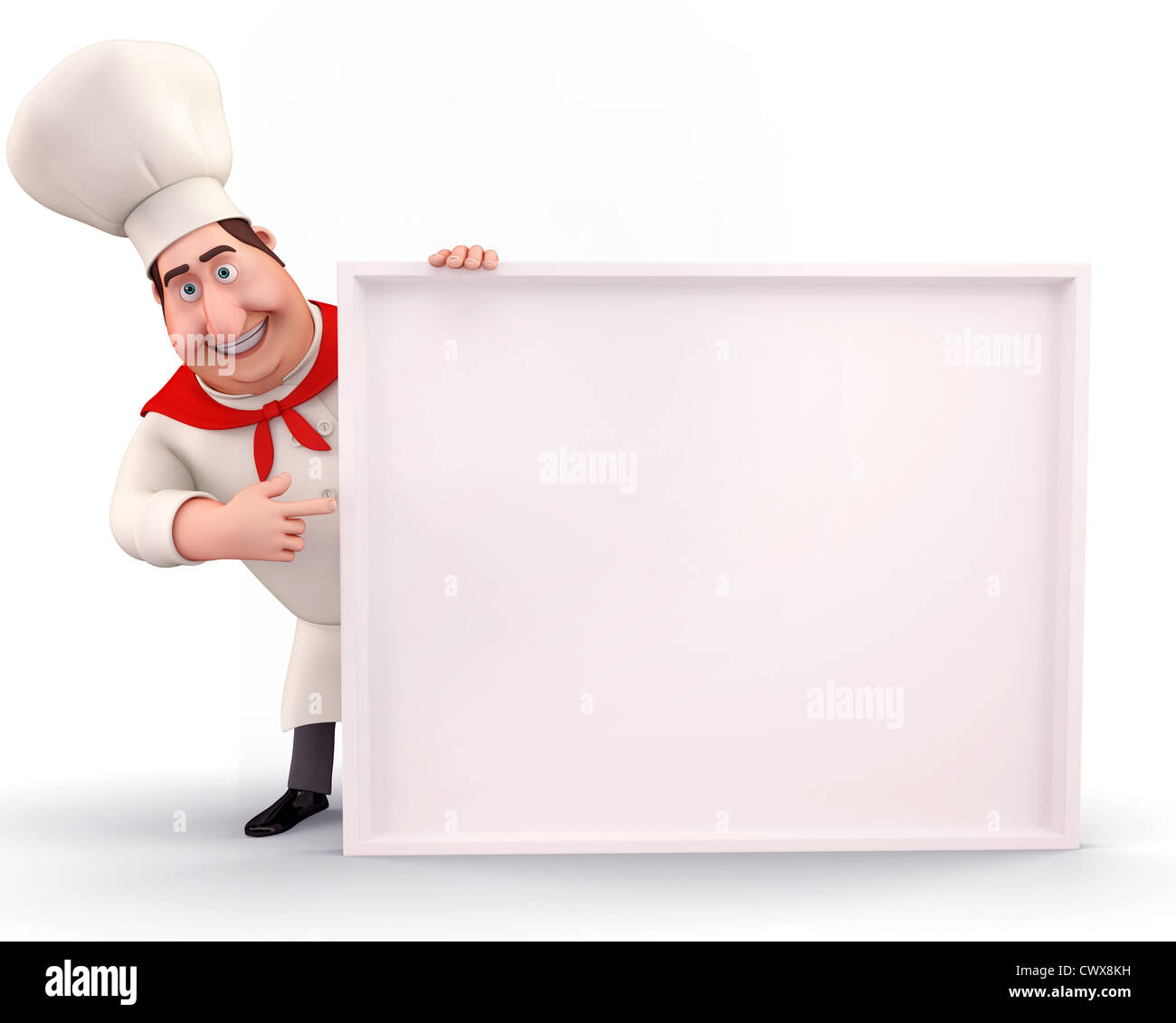chef pointing towards sign Stock Photo - Alamy